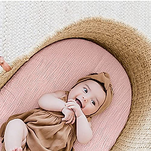 Ultra Soft Muslin Bassinet Sheet for Baby Girl and Boy,Breathable Organic Cotton Bassinet Sheets Fitted for 30’’x16’’ Standard Bassinet (Pink)