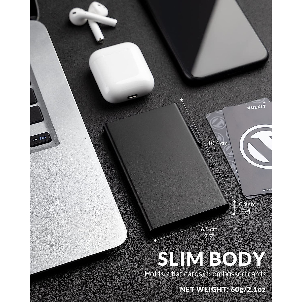 VULKIT Minimalist Credit Card Holder Pop Up Cards RFID Protection Slim Metal Wallet