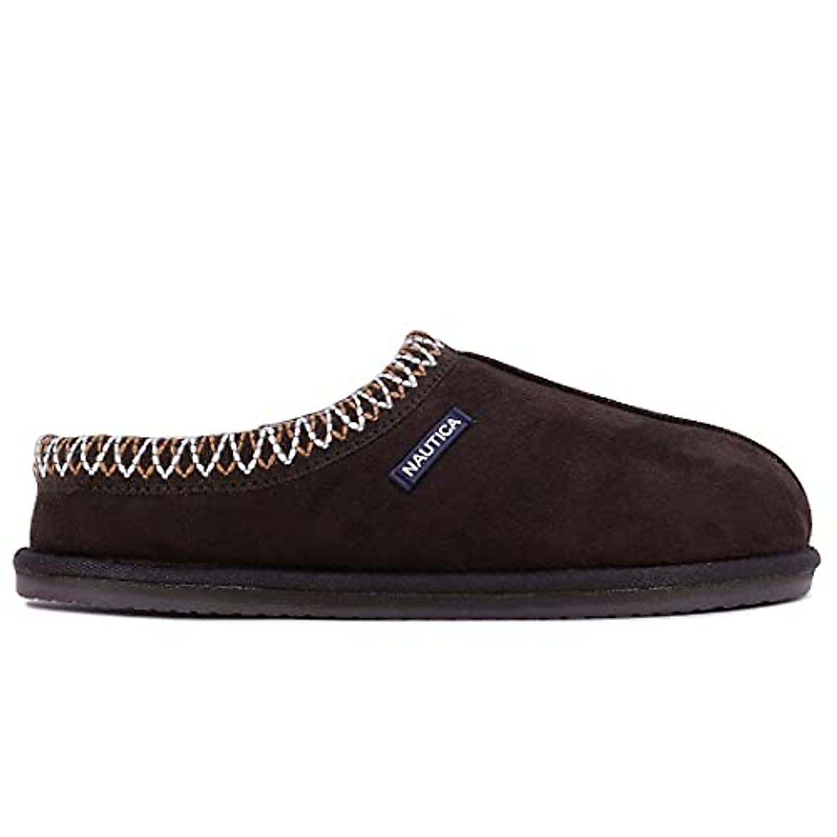 Nautica Men's Slipper Backless Faux Fur Warm Slip-On Indoor Outdoor Shoe-Briggs Mens-Chocolate Size-10