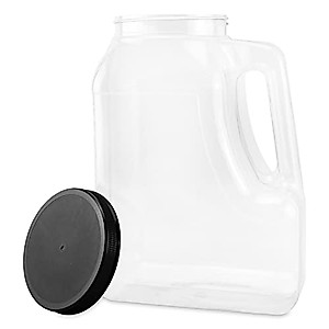 Cornucopia Clear Plastic Gallon Jar with Handle and Airtight Lid (2-Pack) for Bulk Food, Craft Supplies, Paint and Detergent Storage and More