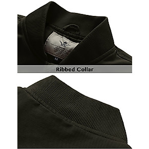 WenVen Men's Twill Cotton Casual Fashion Bomber Jacket Outerwear (Green, XL)