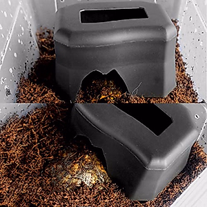 Reptile Hideout Box with Sink Humidification Hide Cave Lizard Hideaway with Water Increase Humidity Amphibian Habitat Decor for Lizard Snake Chamelon Frog Turtle Iguana Gecko