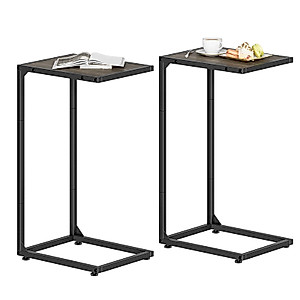 NOVIMANGO Couch End Table C Shaped Side Table Set of 2 Sofa Side Table Couch Tables That Slide Under Grey Couch Table End Table for Small Space TV Tray Table for Living Room, Bedroom
