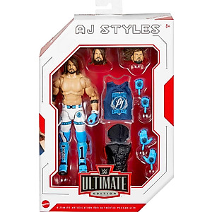 Mattel WWE AJ Styles Ultimate Edition Action Figure with Interchangeable Accessories, Articulation & Life-Like Detail, 6-inch