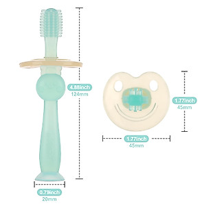 haakaa Baby Toothbrush Baby - 360° Food Grade Silicone Toothbrush for Baby 6M Toothbrush with Shield & Base Design, 1pc (Blue)