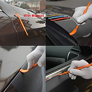 FOSHIO Vehicle Vinyl Wrap Window Tint Tools Kit with Small Felt Squeegees, Edge Trimmer Wrap Stick Squeegee, Vinyl Knife Cutters, Spare Blades for Car Roof Hood Head Tail Wrap Vinyl Film Installation