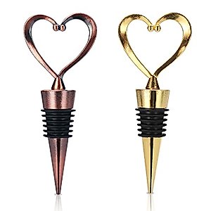 Kyraton Zinc Alloy Wine Stopper Bottle Stoppers 2 Pack, Heavy Duty Reusable Love Design Heart Shape Wine Saver Wine Stopper For Gifts for Kitchen Bar Decor Keeps Wine Fresh