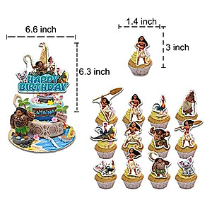 Moana Theme Party Supplies Include Happy Birthday Banner, Cupcake Topper Decoration,Moana Z Balloons, Moana Birthday Party Decoration for Girls…