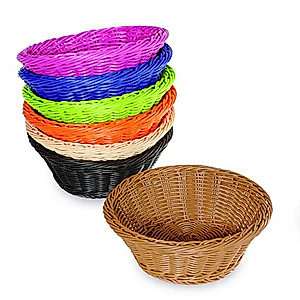 G.E.T. Enterprises Black 9.5" Round Basket, Break Resistant Dishwasher Safe Polypropylene Designer Polyweave Baskets Collection WB-1501-BK (Pack of 1)