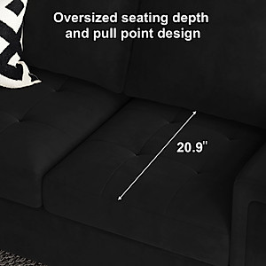 Belffin Velvet Modular Loveseat Sofa Couch 2 Seater Sofa Love Seats for Small Space Black