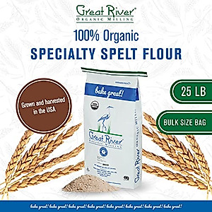 Great River Organic Milling Organic Specialty Spelt Flour, Spelt (Stone Ground), 25 Pound (Pack of 1), 400 Ounce