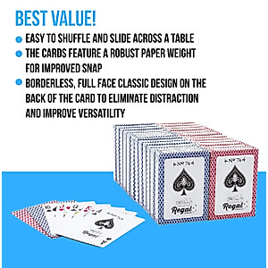 Regal Games - Bulk Playing Cards Set for Adults & Professionals - 24 Standard Decks, Large Print Deck of Cards - Blackjack, Euchre, Canasta, Poker Cards - Fun & Travel Playing Cards (24 Pack)