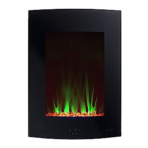 Paramount 27" Black Vertical Curved Wall Mount Electric Fireplace