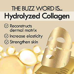 LA DIVA Gold Foil Sheet Face Mask Skin Care - Brightening, Moisturizing, Anti-Aging & Hydrating Facial Treatment Mask for Women and Men - with Collagen & Hyaluronic Acid - 6 pack