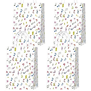HABDJILTY 16 Pcs Colorful Music Notes Gift Bags,Musical Party Favor Bags for Music Theme Birthday Party Baby Shower Music Theme Party Supplies