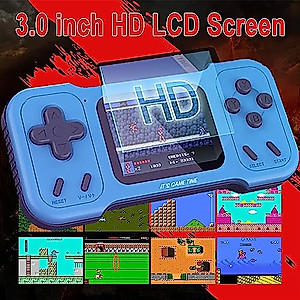 Game Console for Kids Adults, Retro Game Console Built-in 500 Games, 3.0" FT HD Color Screen, AV Output, Dual 3D Joysticks, Handheld Emulator Game Console Birthday for Kids