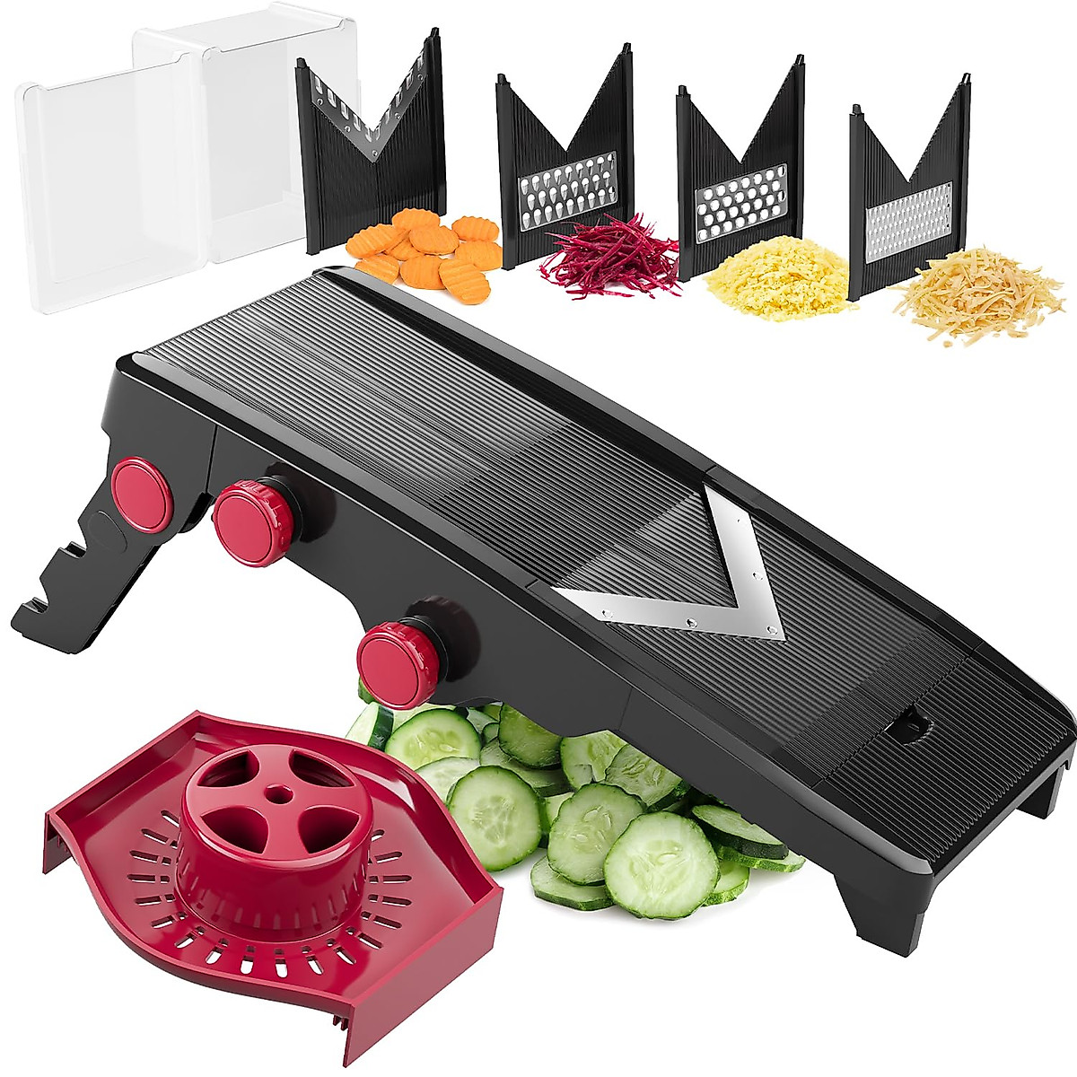 Mueller Multi Blade Adjustable Mandoline Cheese/Vegetable Slicer, Cutter, Shredder with Precise Maximum Adjustability