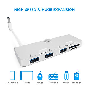 Cateck iMac Hub Aluminum USB Hub Adapter Docking Station with Micro SD & Micro SD Card Reader Combo and 3 USB 3.0 Port Compatible with 2021 iMac and iMac Pro (Upgrade Version)