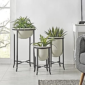 FirsTime & Co. White Meriwether Outdoor Planter 3-Piece Set Indoor or Outdoor Raised Flower Pot for Garden, Patio, Balcony, Metal, 16.75 x 16.75 x 29 inches
