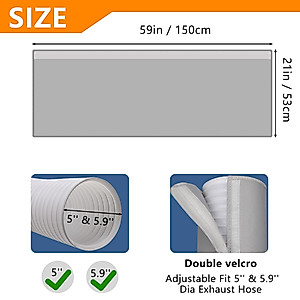 Portable AC Hose Insulation Sleeve, Portable Air Conditioners Insulated Hose Cover Wrap, Fit 5" & 5.9" Diameter Exhaust Hose, Easy Installation with 3*Adjustable Buckle Straps, Light Gray