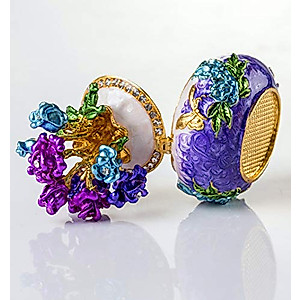 SEVENBEES Hand Painted Rose Flower Figurine Jewelry Trinket Box