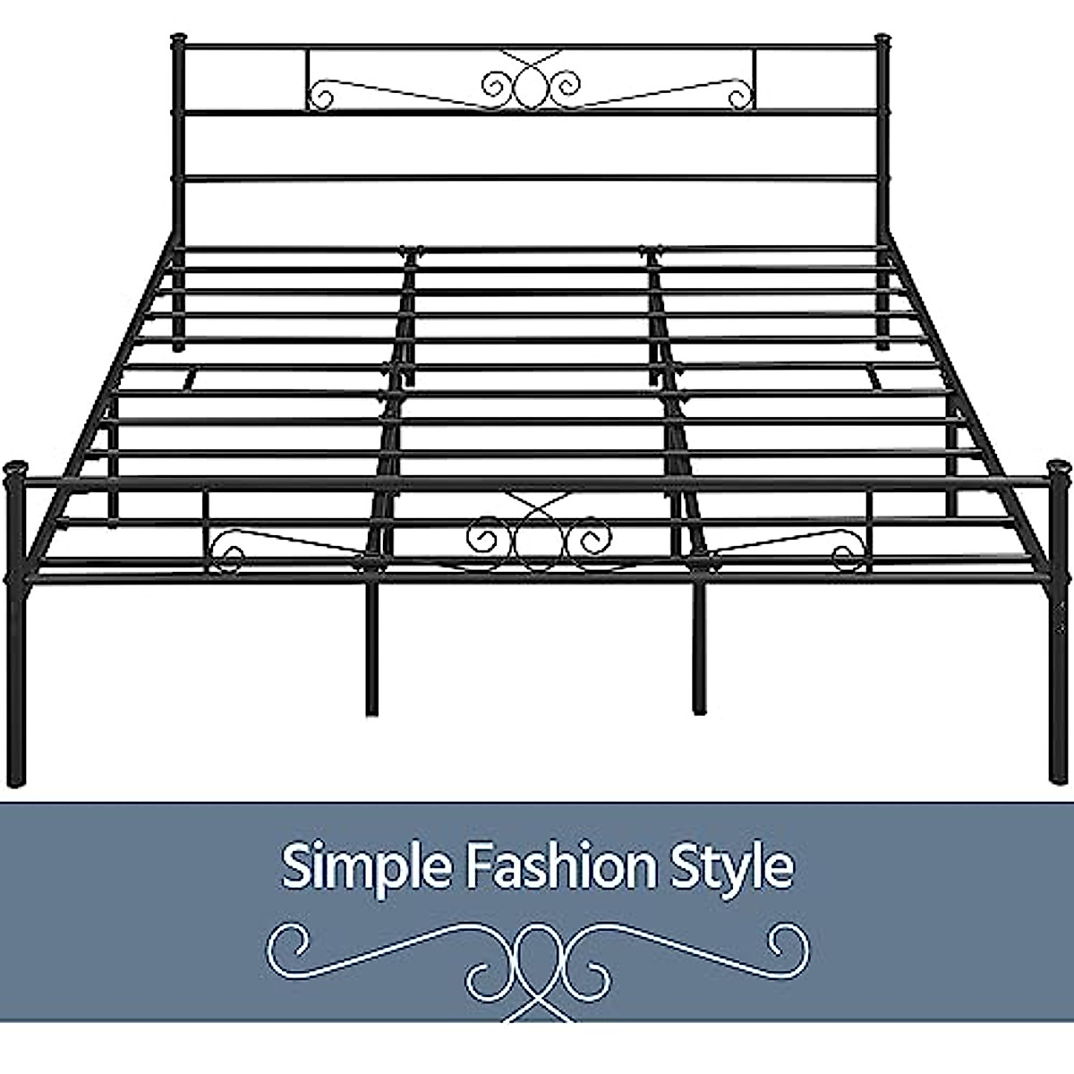 Yaheetech California King Bed Frames Metal Platform Bed with Headboard and Footboard for Bedrooms No Box Spring Needed Easy Assembly,Ground Clearance: 12.6"/Black/California King Bed