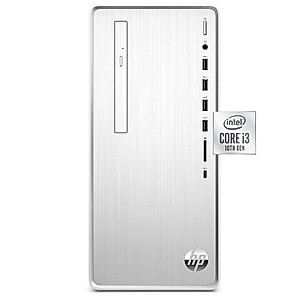 HP Pavilion Desktop 1TB HDD 16GB Optane, 3.6GHz i3-10100 Quad-Core (4GB RAM, DVD-R, Intel UHD Graphics 630, Windows 10 Home) Silver, TP01-1227c (9EF10AA) (Renewed)
