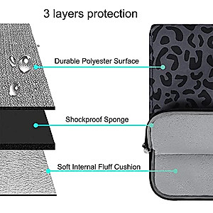 MOSISO Laptop Shoulder Bag Compatible with MacBook Air/Pro,13-13.3 inch Notebook,Compatible with MacBook Pro 14 inch M3 M2 M1 Pro Max 2023-2021, Leopard Grain Briefcase Sleeve with Belt