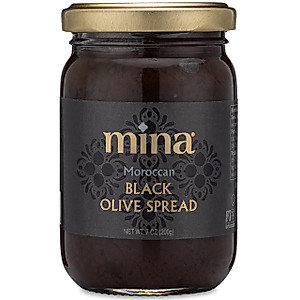 Mina Black Olive Spread, Gourmet Olive Tapenade, 7 oz (200g) - Premium Olive Spread made with Dry Cured Black Olives, Perfect for Appetizers, Dips, and More, Made with Moroccan Olives