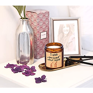 Lavender Scented Candles - I Wish You Lived Next Door - Best Friend, Friendship Gifts for Women, Mothers Day, Birthday Gifts for Friends Mom Wife - Going Away Gifts for Friends Moving