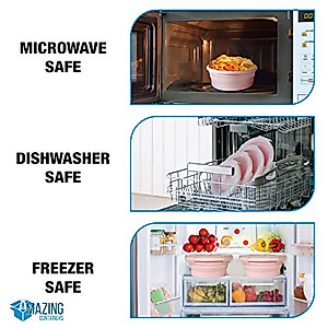 Silicone Collapsible Food Storage Container with Airtight Lid and Air Vent-4 Pack Foldable Meal Prep Round Lunch Box for Kitchen,Stackable & space saving,Microwave,Dishwasher and Freezer Safe (Pink)