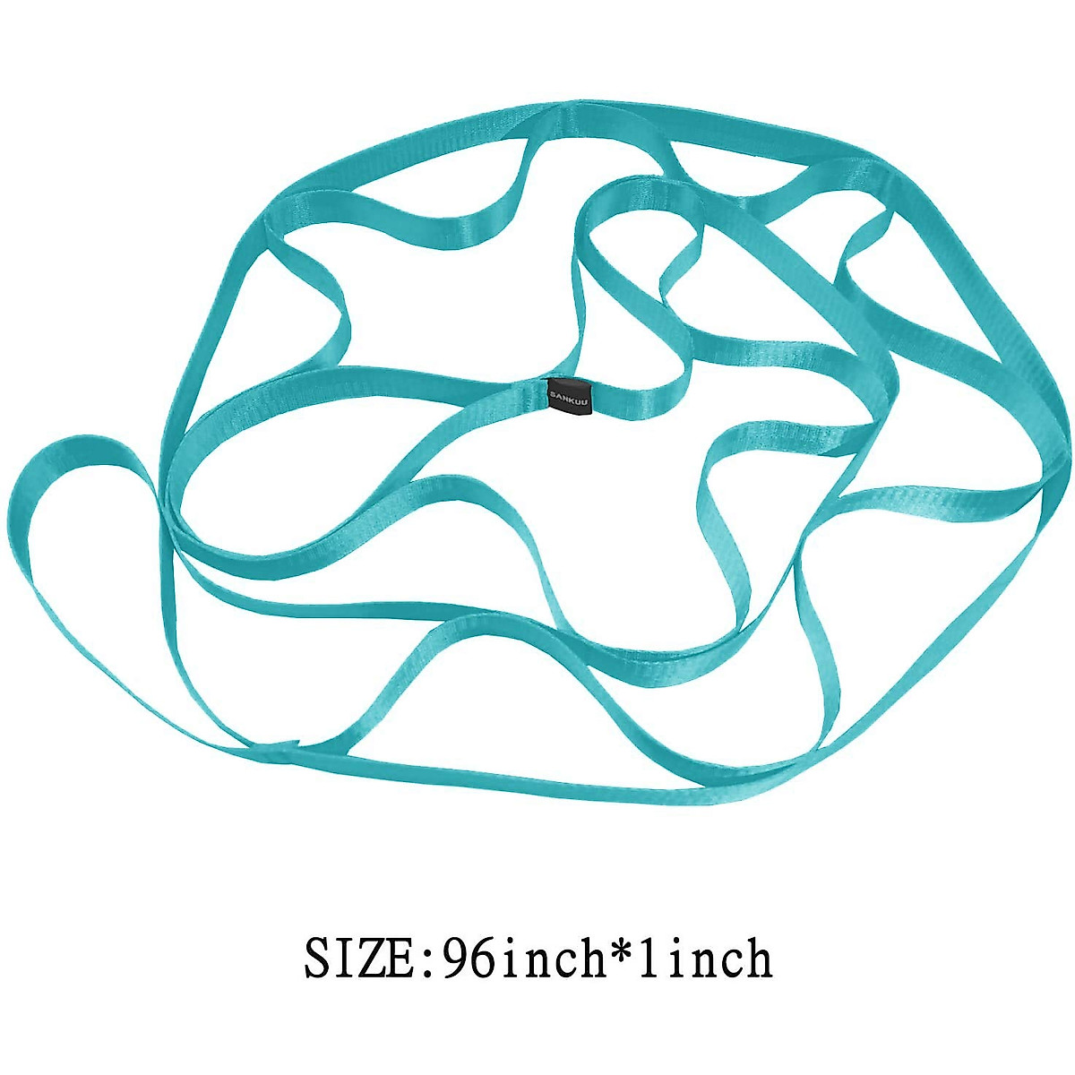 SANKUU 12 Loops Yoga Stretch Strap for Physical Therapy with Exercise Instruction (Blue)