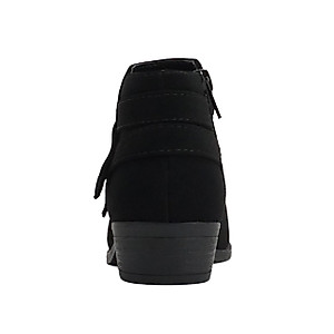 Soda SWEETEN-2 ~ Little Kids/Girls/Childrens Fashion Closed Toe Multi Strap Ankle Bootie Block Heel (Black Nubuck, numeric_1)