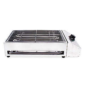 Commercial 1800W Electric Indoor Grill, Smokeless Grill Barbecue Oven Grill Stainless Steel For BBQ Equipment with Extra-Large Drip Tray 122° F-572° F