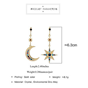 Dainty Long Dangle Earrings for Women Girls, Fashion Jewellry, Cute Gold Silver dangly, Upgrade Moon Stars Sun Earring …