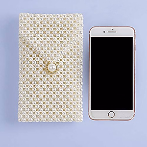 Hogoo Luxury White Pearl Purses Shoulder Bag for Women Pearl Bag Crossbody Beaded Clutch Evening Bag (WhiteSet2)