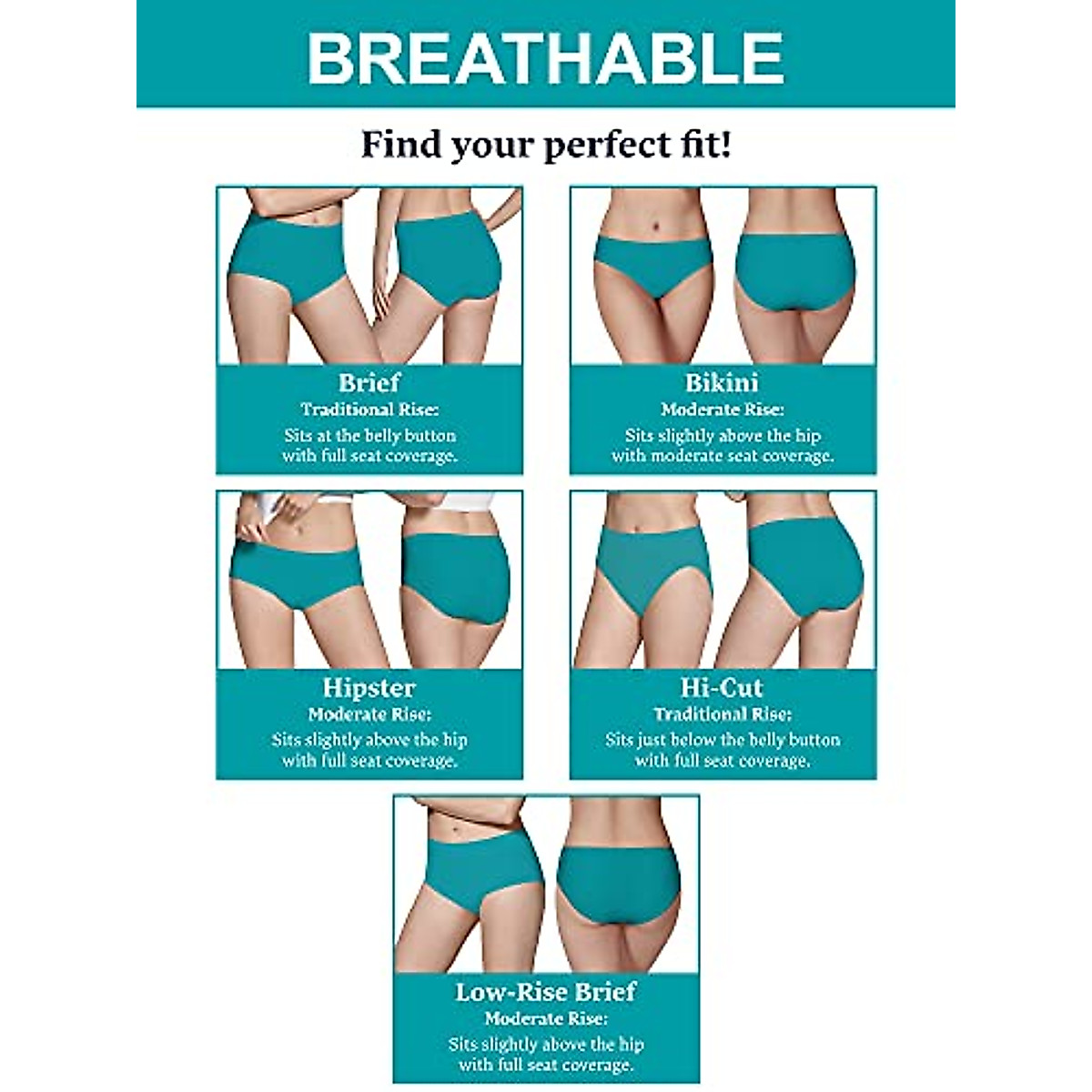 Fruit of the Loom Women's Breathable Underwear, Moisture Wicking Keeps You Cool & Comfortable, Available in Plus Size, Micro Mesh-Hi Cut-6 Pack-Colors May Vary, 7
