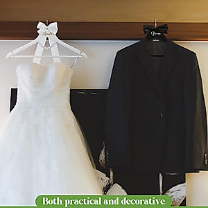 FillTouch 2 Pack Bride Hanger Groom Hanger Wedding Hangers with Ribbon Bow for Wedding Dress Suit Wedding Gift