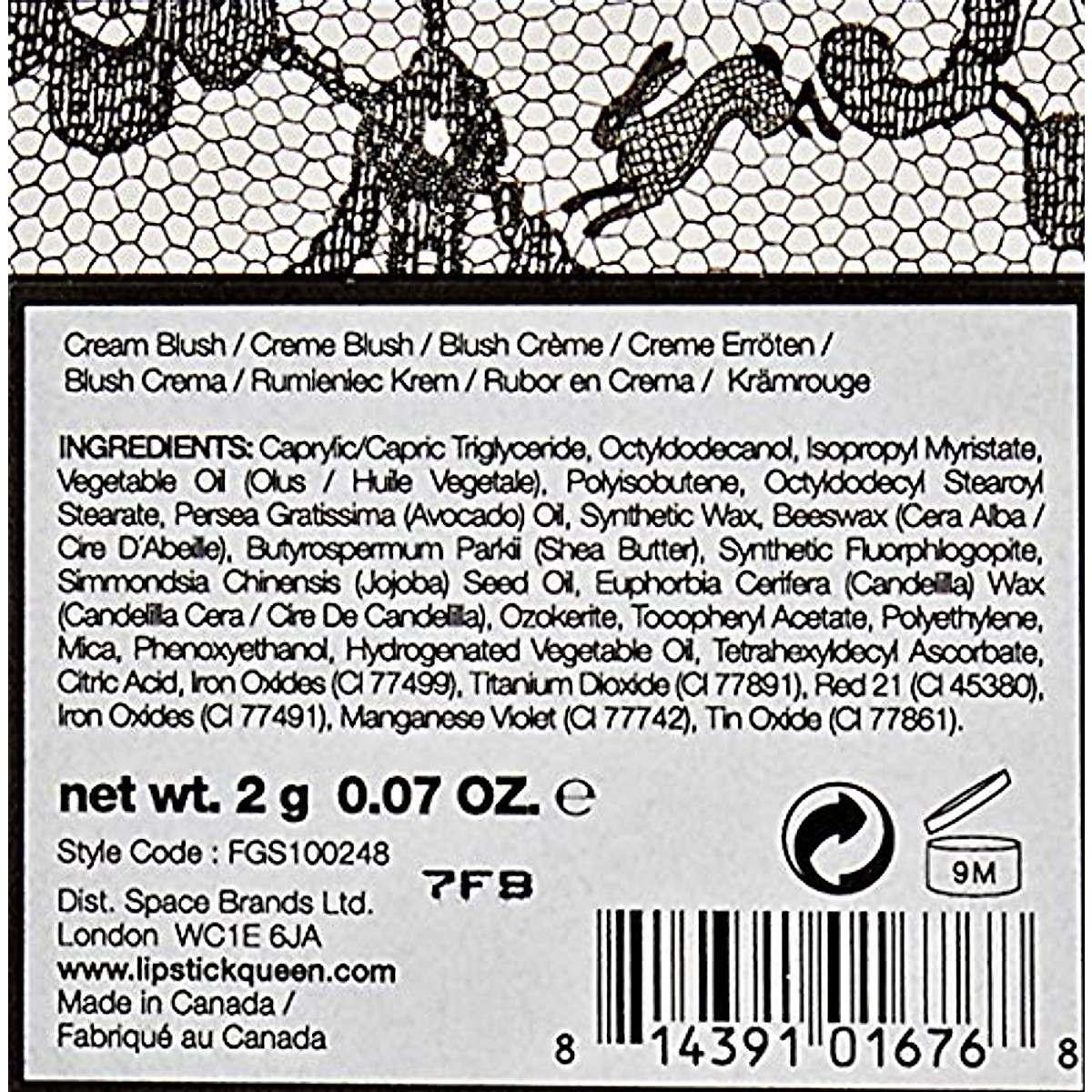 Lipstick Queen Blush, Black Lace Rabbit