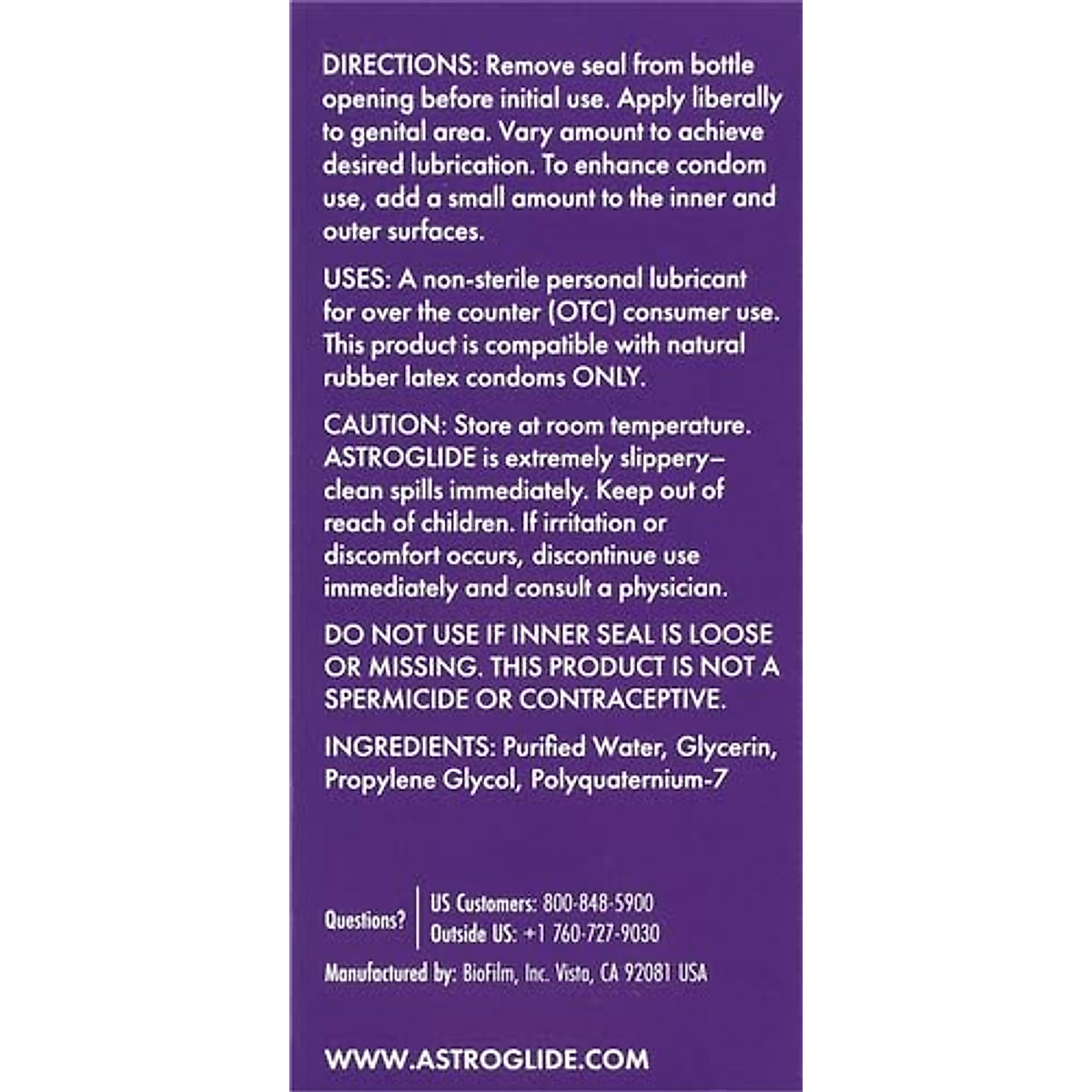 Astroglide Water Based Lube (2.5oz), Liquid Personal Lubricant for Long-Lasting Pleasure for Men, Women and Couples, Safe for Toys, Travel-Friendly Size