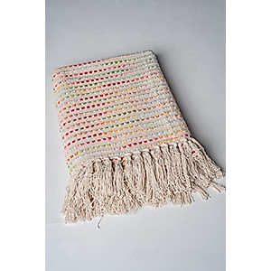 THE ART BOX- Multi Color Hand Woven Cotton Throw, Turkish Blanket , Pure Cotton Handmade Throw, Couch Coverlet, Summer Light Weight Throw, Wedding Gift 74 x 55 Inch Approx.