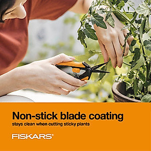 Fiskars Micro-Tip Pruning Snips - 6" Garden Shears with Sharp Precision-Ground Non-Stick Coated Stainless Steel Blade - Gardening Tool Scissors with SoftGrip Handle