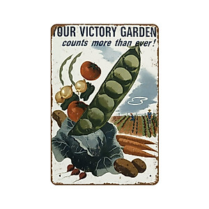 Vintage WWII Victory Garden Novelty Tin Sign Metal Poster Wall Funny Man Cave Cool Wall Door Plaque New Warning Sign Aluminum Metal Tin Metal Sign Vintage Style wall decor Metal Sign 140mmx200mm