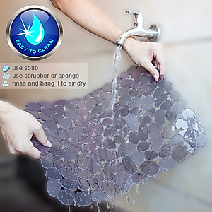 Bligli Pebble Sink Mat for Stainless Steel/Ceramic Sinks, 2 Pack PVC Sink Protectors Mats for Bottom of Kitchen Sink, Dish Drying Mat for Dishes and Glassware, 15.7 x 11.8 inch, Grey