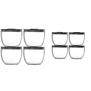 S'well Eats 2-in-1 Nesting Food Bowls, 10oz, Clear Prep Food Glass Bowls - Set of 4, 12oz - Make Meal Easy and Convenient - Leak-Resistant Pop-T
