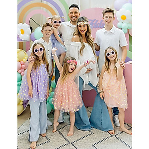 AGQT Baby Girls Daisy Tutu Dress Sleeveless Tulle Tutu Dress Princess Birthday Party Dresses Babydoll Pink Daisy-Lace Size 12-18 Months