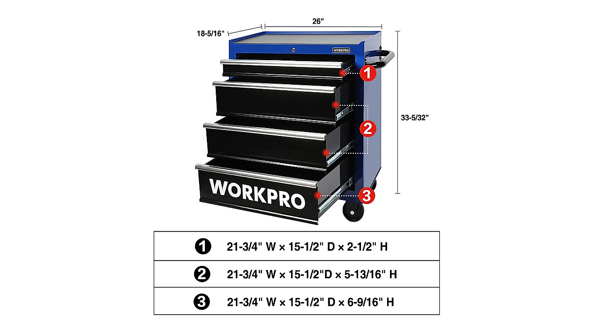 WORKPRO 4-Drawer Tool Chest - Rolling Tool Storage