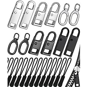 Zipper Pull, Zipper Pull Replacement (32 Pack), Universal Replacement Zipper Pull Kit, Durable Zipper Tab Replacement, Zipper Pulls for Backpacks, Purses, Jackets, Luggage, Boots (4 Styles 4 Sizes)