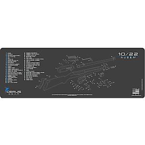 EDOG Ruger 10/22 5 Pc Cerus Gear Schematic (Exploded View) Heavy Duty Rifle Cleaning 12”x36” Padded Gun-Work Surface Protector Mat Solvent & Oil Resistant & 4 Pc Cleaning Essentials