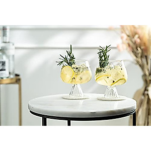 GLASSIQUE CADEAU Venice Goblet Cocktail Glasses for Gin Tonic, Aperol Spritz,Sangria | Modern Glassware Collection | Set of 4 | 17 oz Light Borosilicate Glass Balloons for Home Bar Drinks